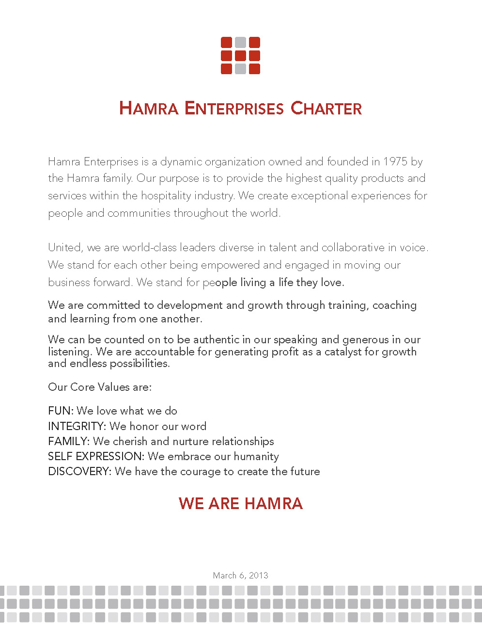 Our History - HAMRA